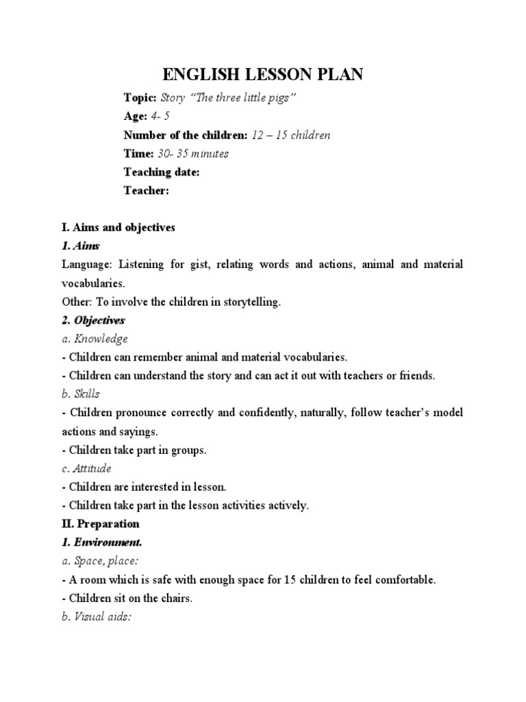 Storytelling Lesson Plan for Kids | PDF | Lesson Plan | Vocabulary