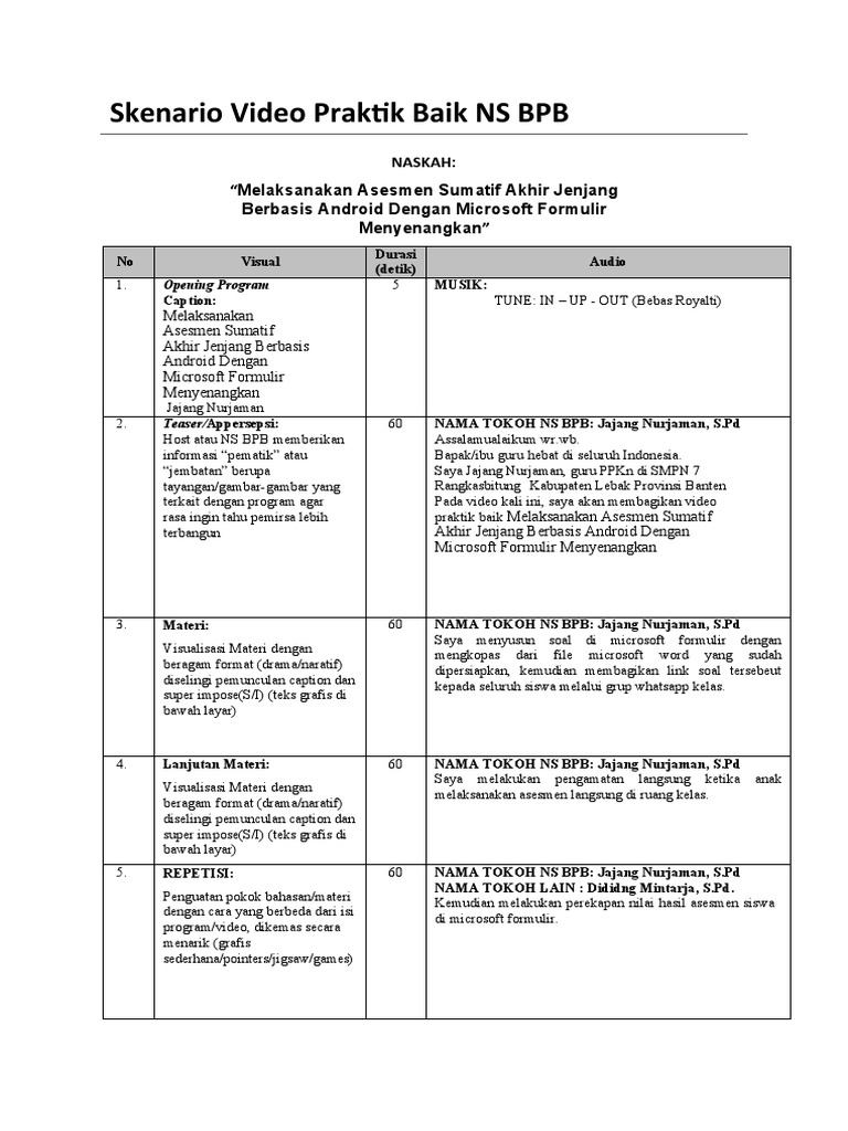 Skenario Video Praktik Baik Jajang Nurjaman OK | PDF
