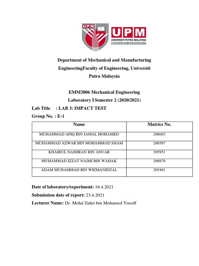 EMM3806 E1 Lab3 | Download Free PDF | Fracture | Physical Sciences