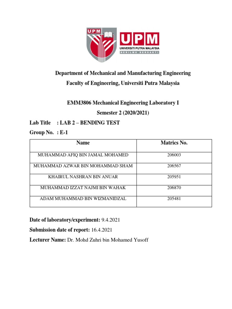 EMM3806 E1 Lab2 | PDF | Deformation (Engineering) | Strength Of Materials