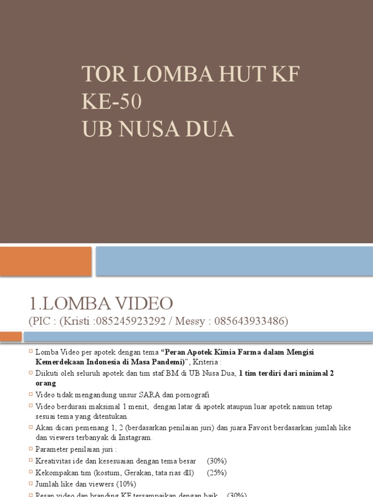 Tor Lomba Hut KF Ke-50 | PDF