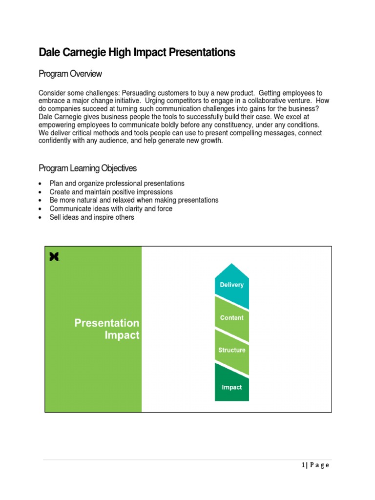 High Impact Presentations - Outline | PDF | Credibility | Communication
