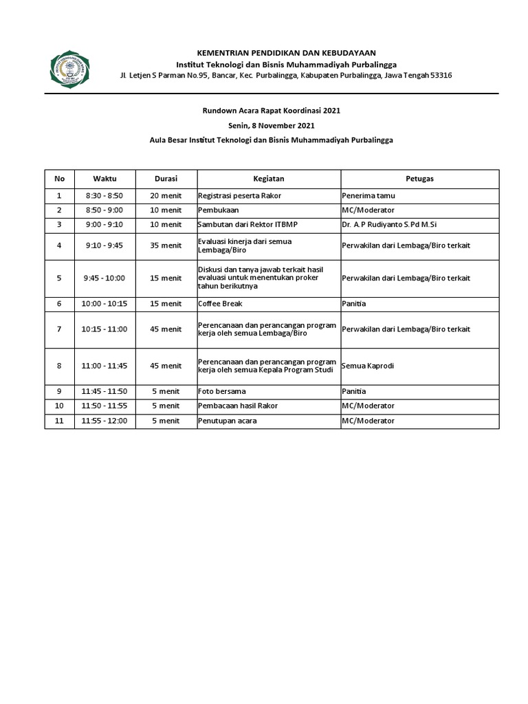 Rundown Acara | PDF
