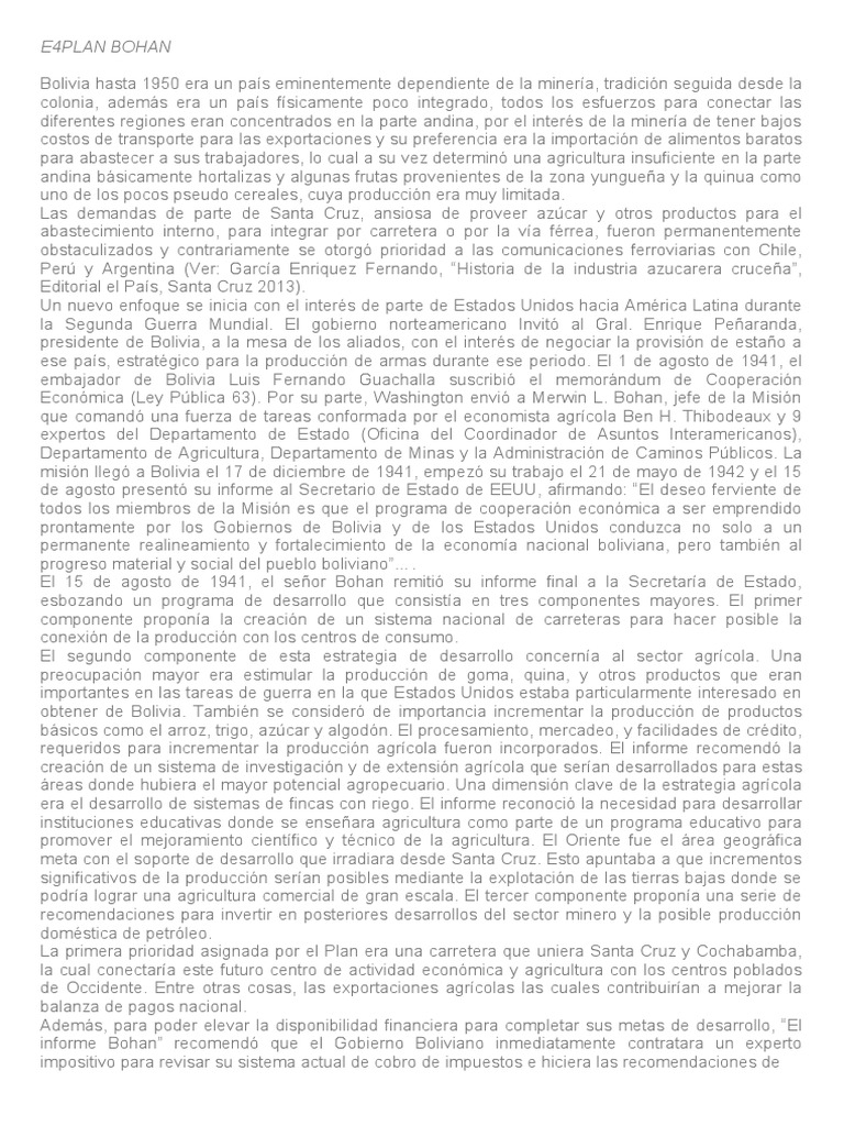 PLAN BOHAN | PDF | Bolivia | Agricultura