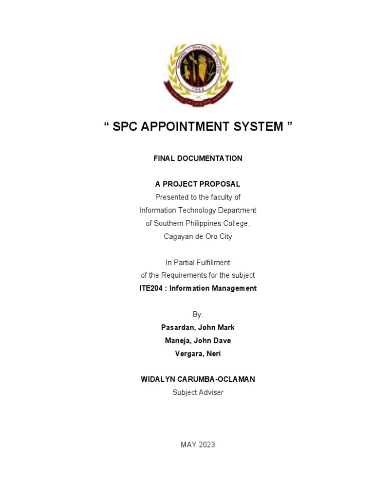 SPC Appointment System - Chapter 1 | PDF | Computing