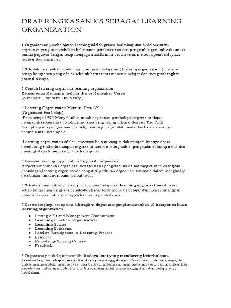 Konsep Learning Organization di Sekolah | PDF