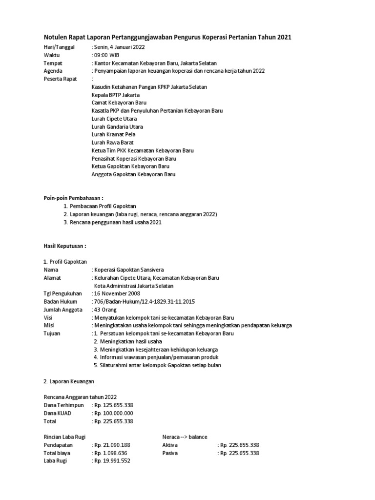 Tugas Sesi 4. Notulen Rapat KP - Siti Amanah | PDF | Pengelolaan ...