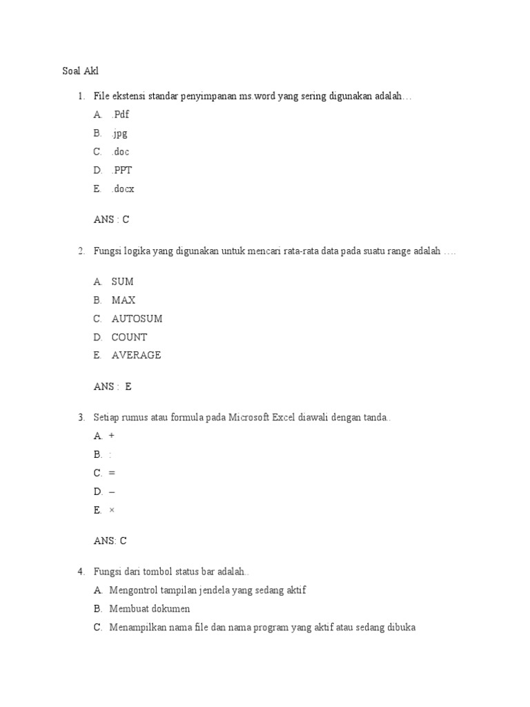Soal INFORMATIKA KELAS 10/X AKL/UMUM | PDF