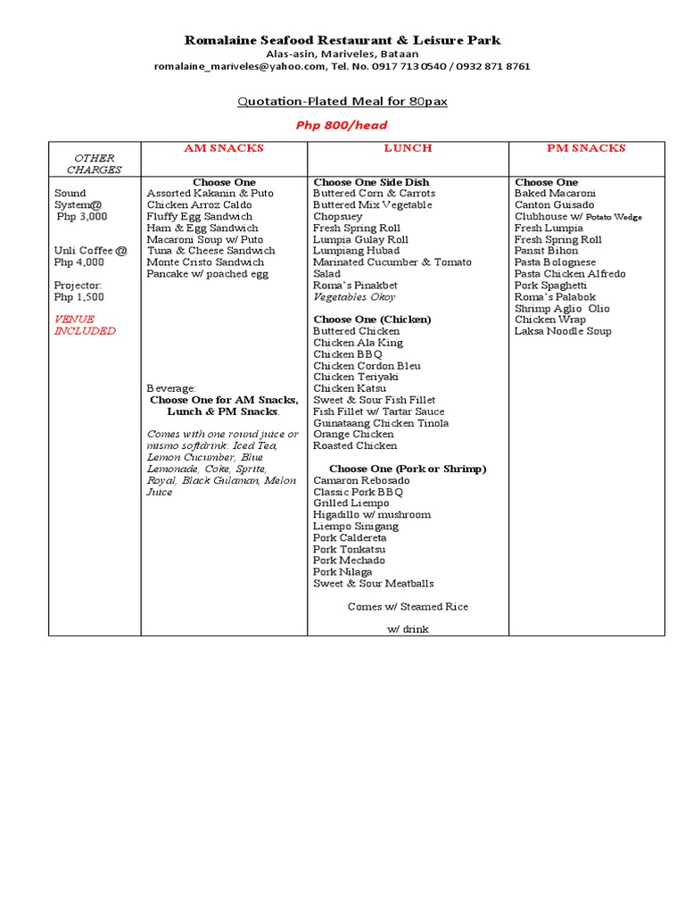 Menu 3 Meals - Seminar 2023 | PDF