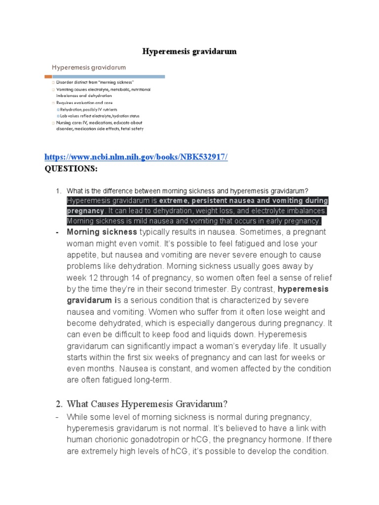 Hyperemesis Gravidarum | PDF | Wellness | Science & Mathematics