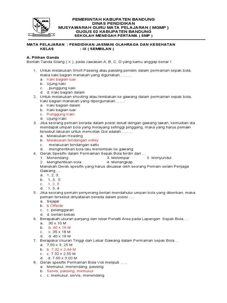 Soal Pjok US 2022-2023 | PDF