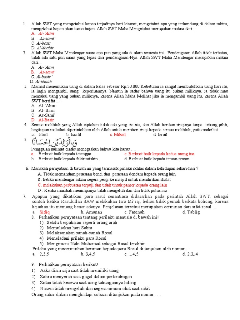 Soal PSAJ PAI 2023 | PDF