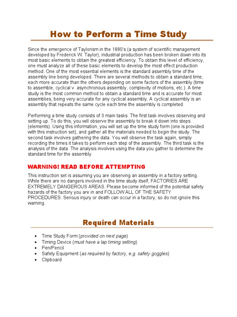 Instruction-Set (Time Study) | PDF | Data