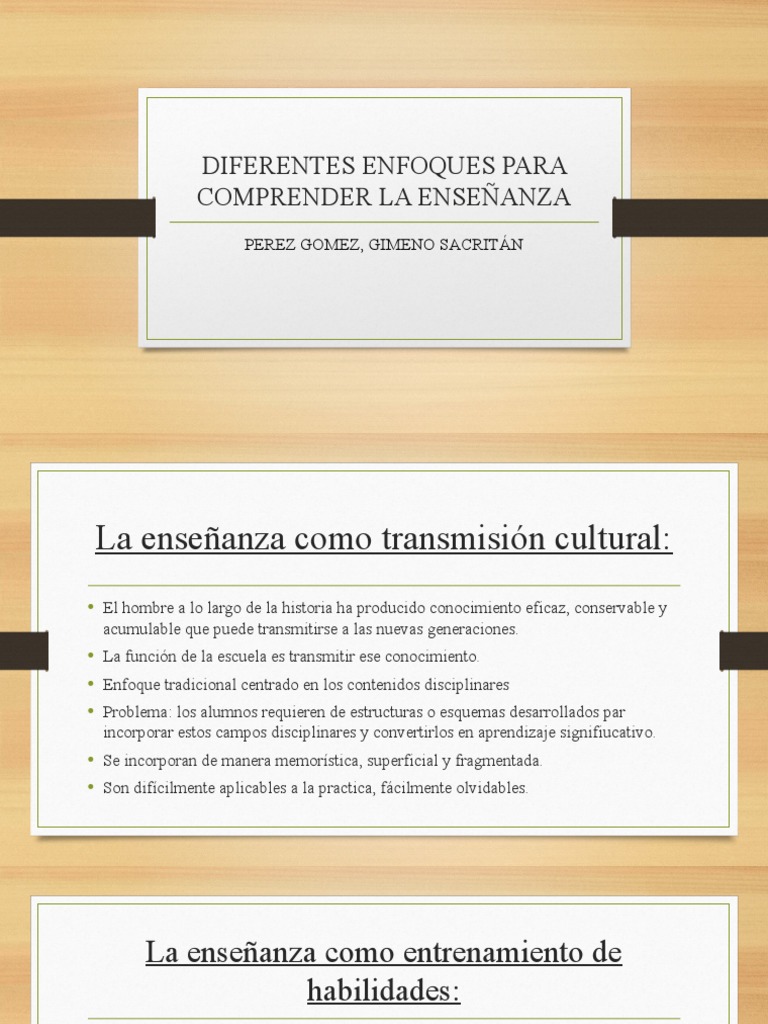 Diferentes Enfoques para Comprender La Enseñanza | PDF