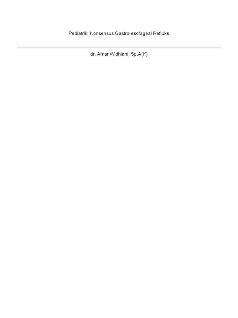 Konsensus Diagnosis dan Terapi GERD Anak | PDF