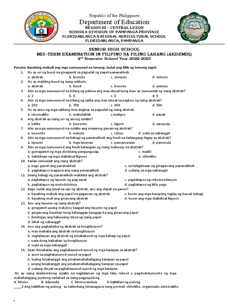 Piling Larang Akademik Midterm 22-23 | PDF
