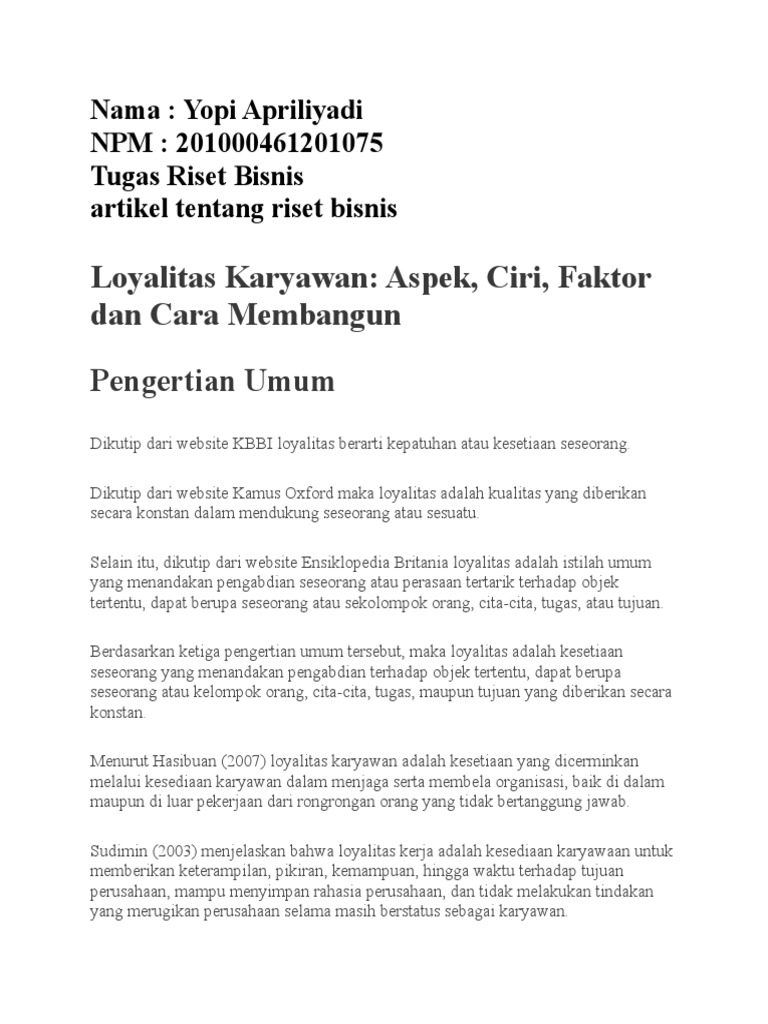 Artikel Riset Binis | PDF | Karier & Perkembangan