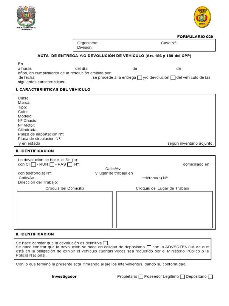 Acta de Devolucion de Vehiculo | PDF