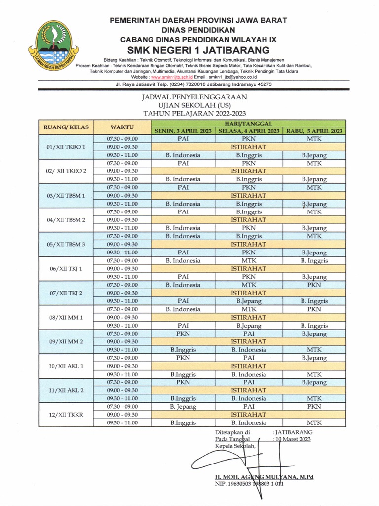 Jadwal Fix Ujian Sekolah 22-23 PDF | PDF Jadwal Fix Ujian Sekolah 22-23 PDF | PDF