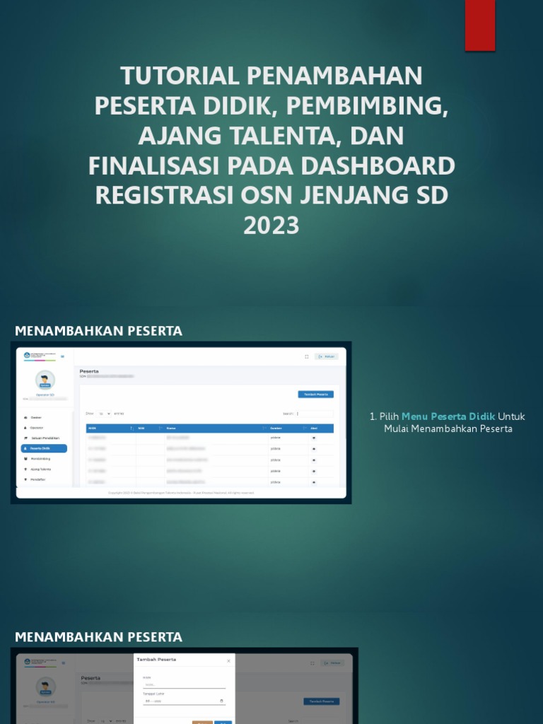 Tutorial Dashboard Registrasi Ajang Talenta Osn SD 2023 | PDF | Karier & Perkembangan