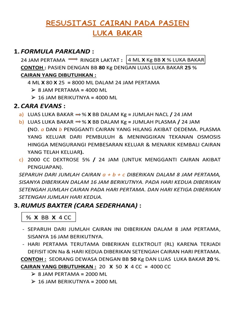 Rumus Resusitasi Cairan Luka Bakar | PDF