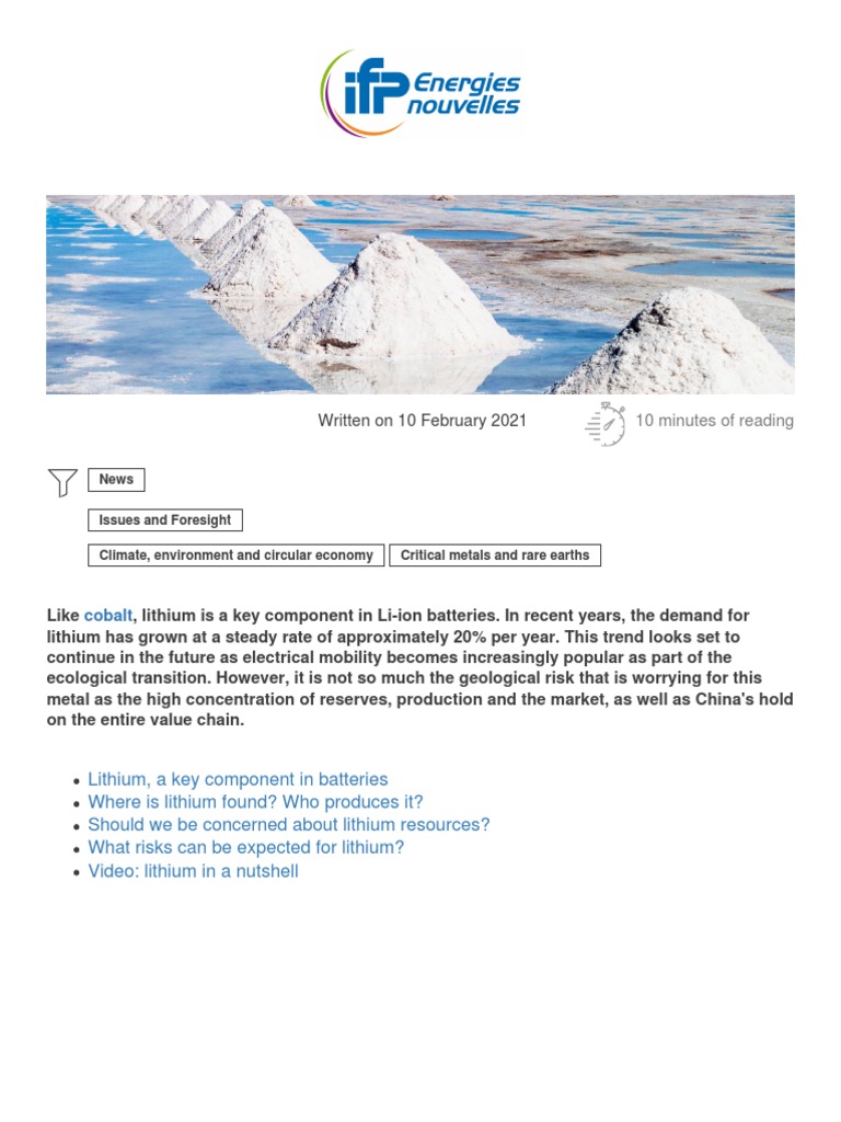 Lithium in The Energy Transition More Than A Resource Issue PDF | PDF ...