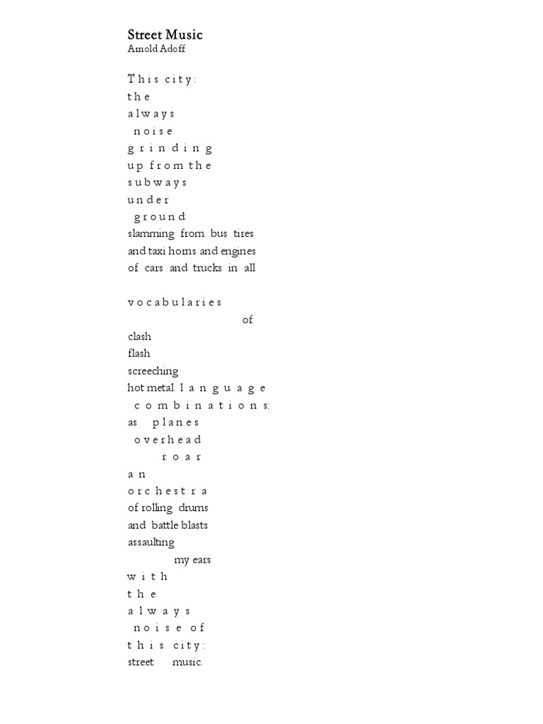 Street Music by Arnold Adoff | PDF | Art | Poetry