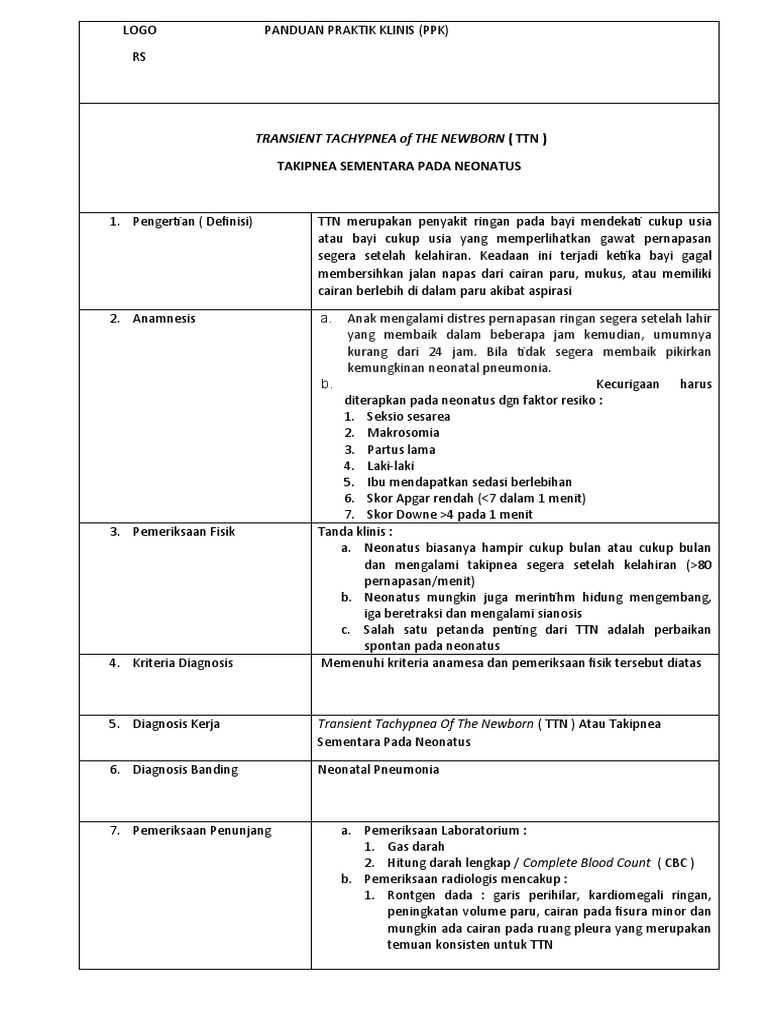 Panduan TTN pada Neonatus | PDF