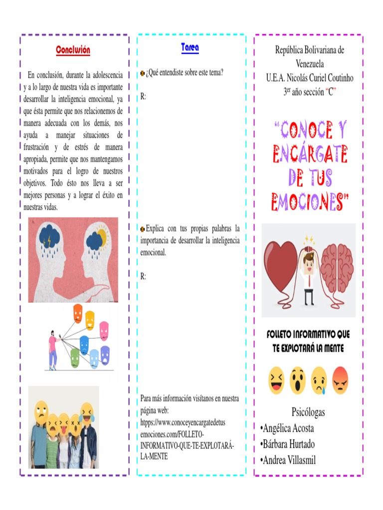 Triptico de La Inteligencia Emocional | PDF | Las emociones | Inteligencia emocional
