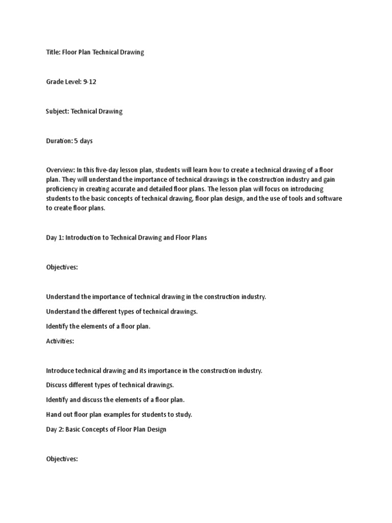 Floor plan Lesson plan.odt | PDF | Technical Drawing | Drawing