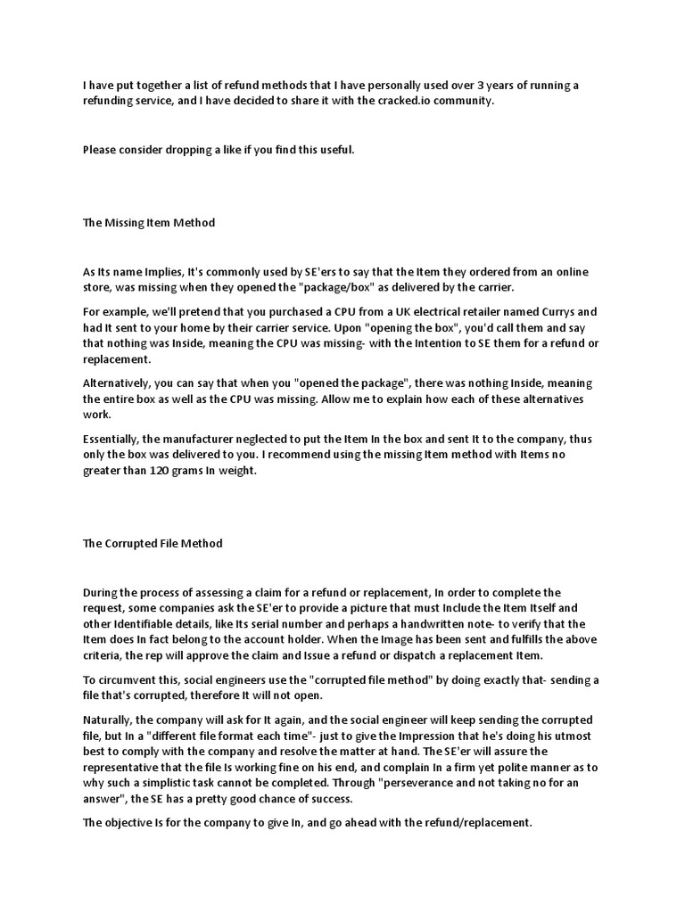 Refund Method PDF | PDF | Receipt