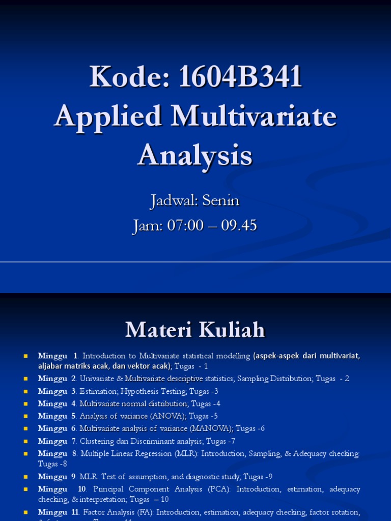 Minggu 1 - Pengantar Analisis Multivariate PDF | PDF | Dependent And Independent Variables ...