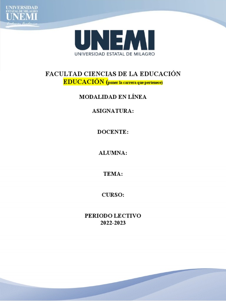 Plantilla UNEMI para Educación 2022-2023 | PDF