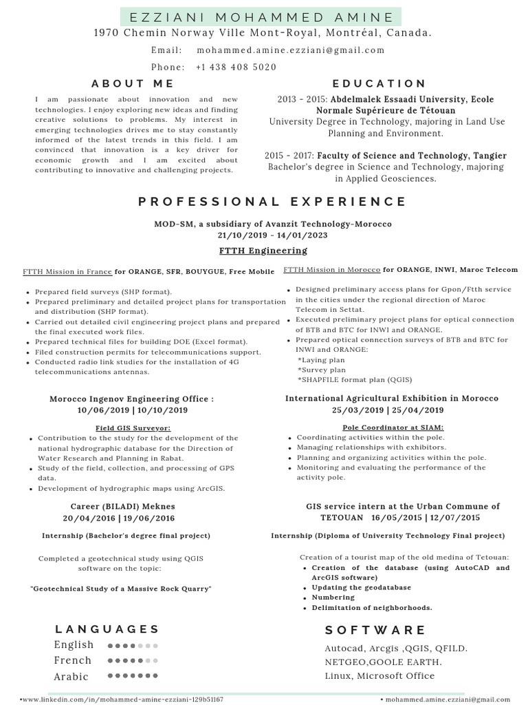 EZZIANI MED AMINE CV EG.FR.pdf | PDF | Arc Gis | Computing