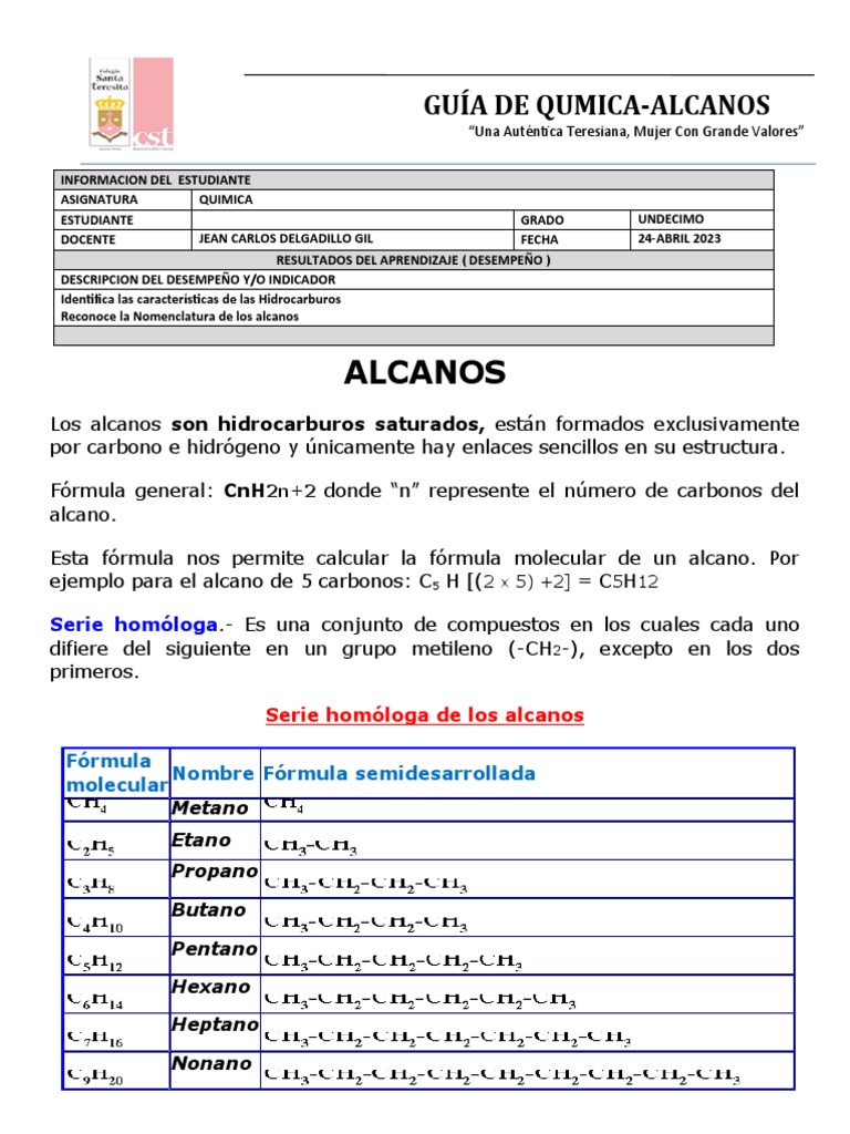 Guia# 1 de Alcanos y Taller2 | PDF