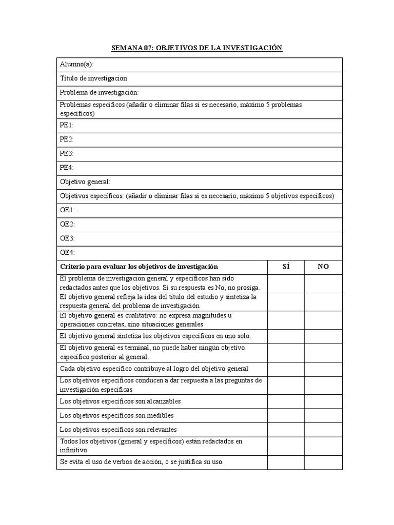 04 - Objetivos - Checklist | PDF