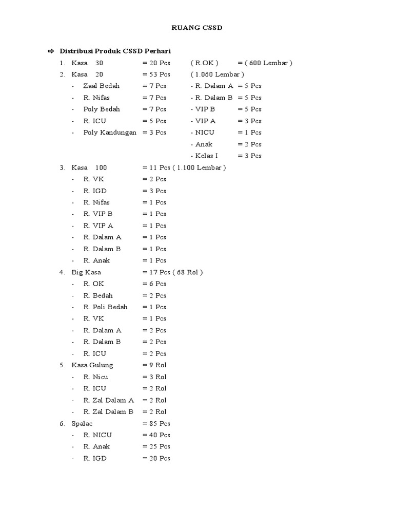 Ruang CSSD | PDF