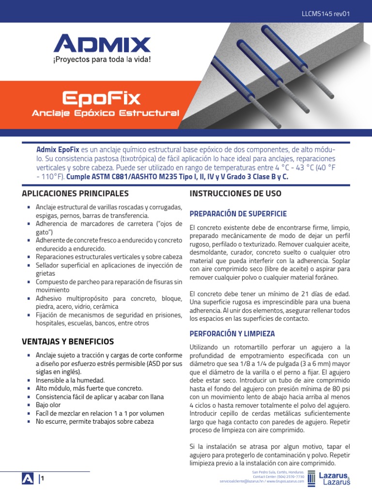 Anclaje Epóxico EpoFix: Guía Completa | PDF | Hormigón | Acero