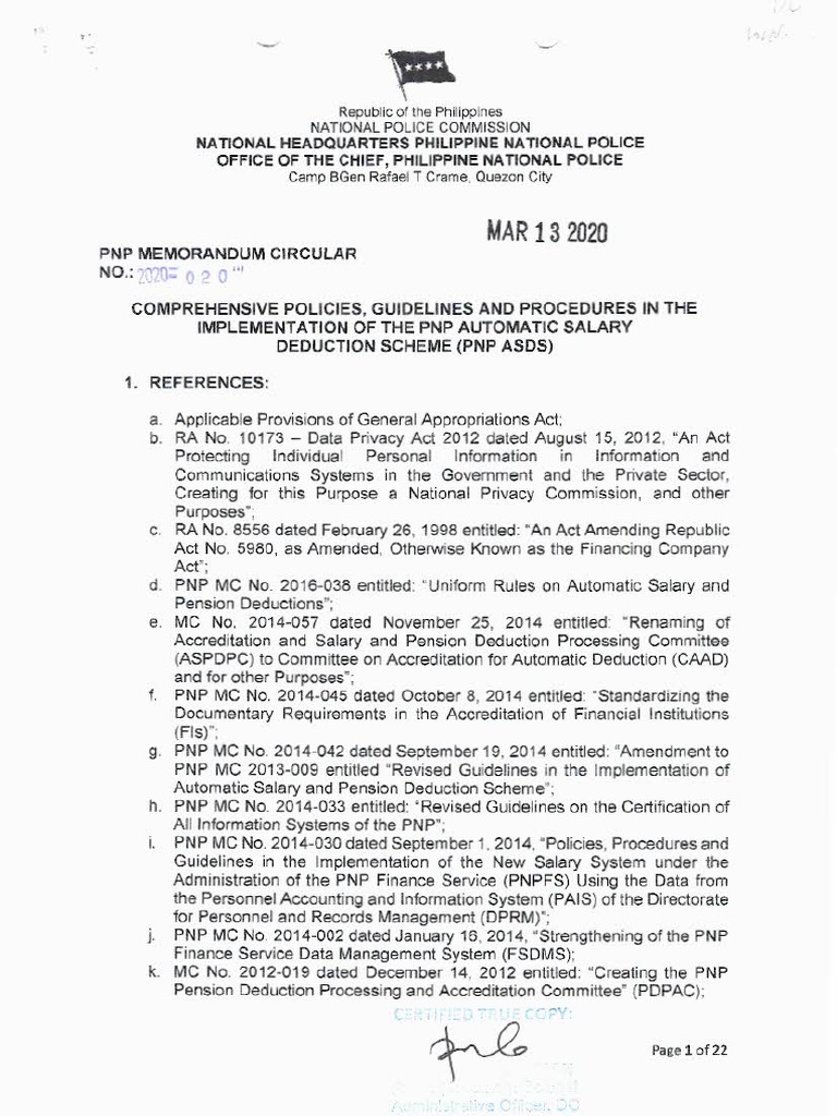 PNPMC 2020 020 Comprehensive Policies Guidelines and Procedures in The Implementation of The PNP ...