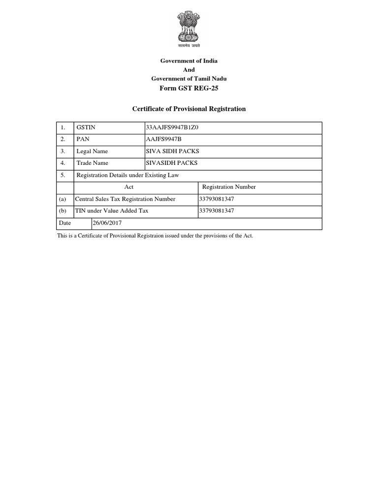 GST Certificate | PDF