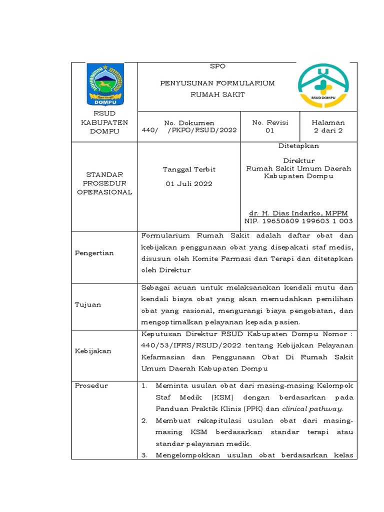 Sop Penyusunan Formularium | PDF