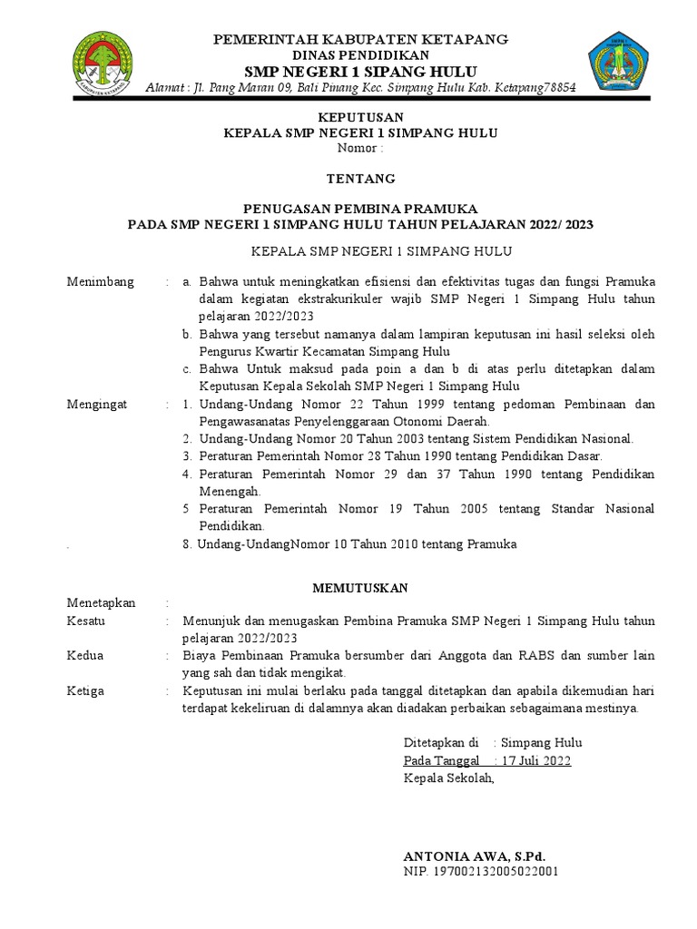 SK Pembina Pramuka | PDF