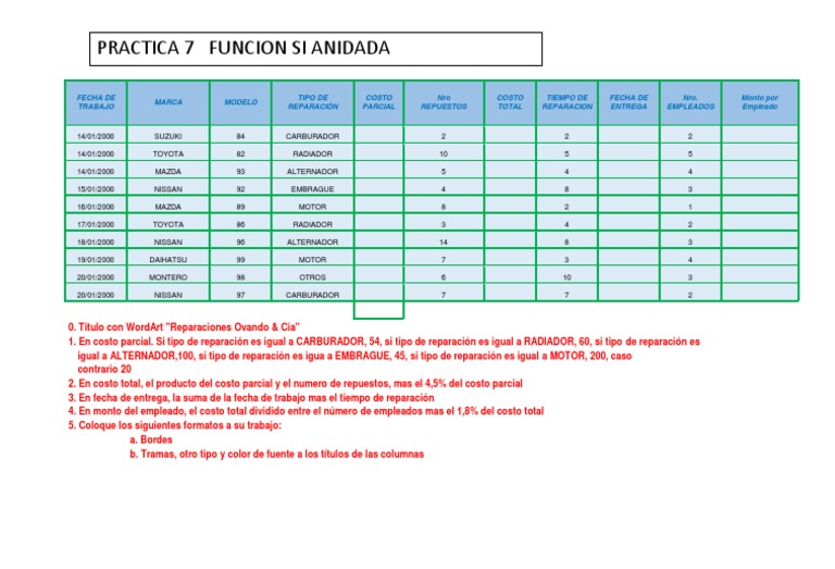 Función SI Anidada en Reparaciones | PDF