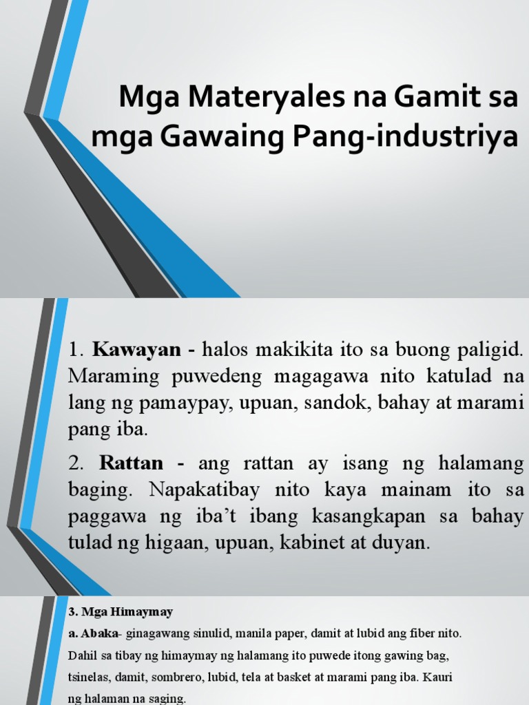 1-Materyales Sa Gawaing Pang-Industriya | PDF