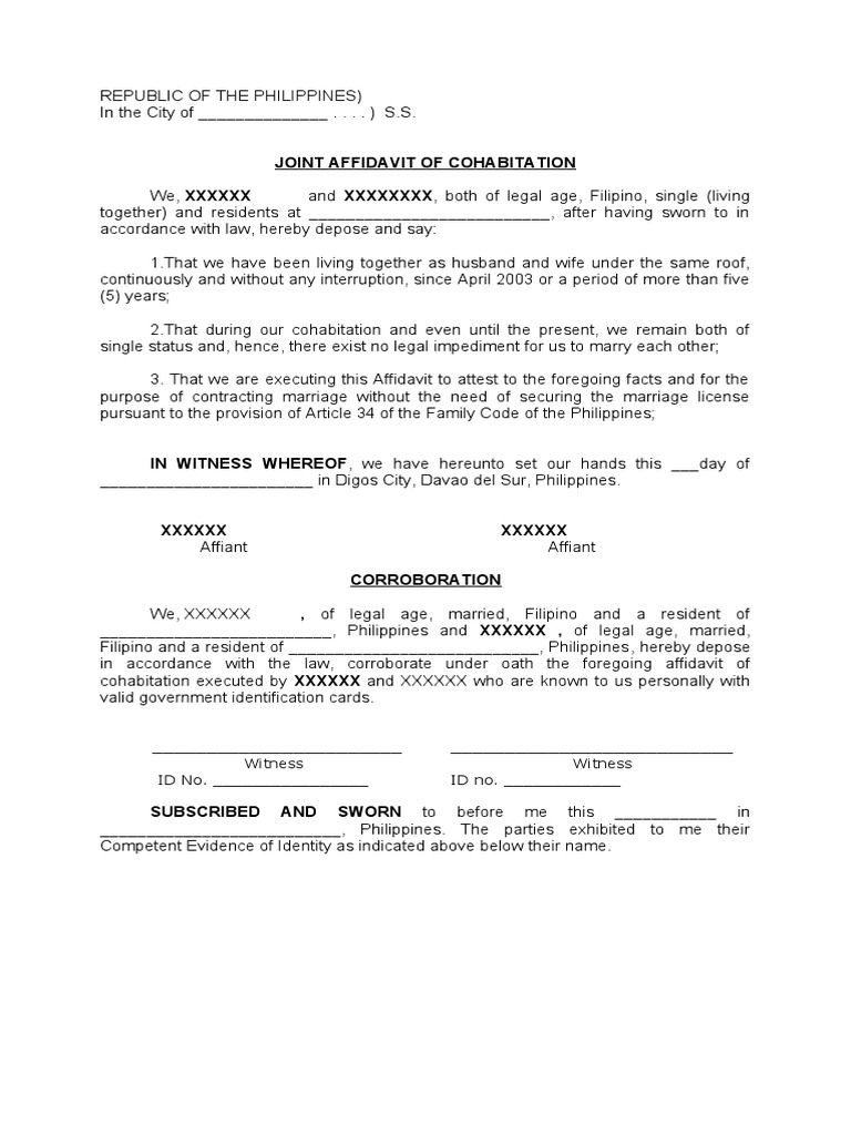 Affidavit of Cohabitation SCRBD | PDF