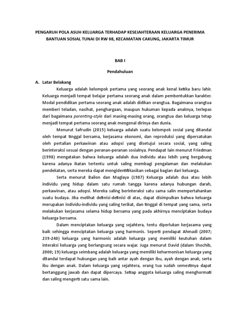Pola Asuh Keluarga dan Kesejahteraan Sosial | PDF