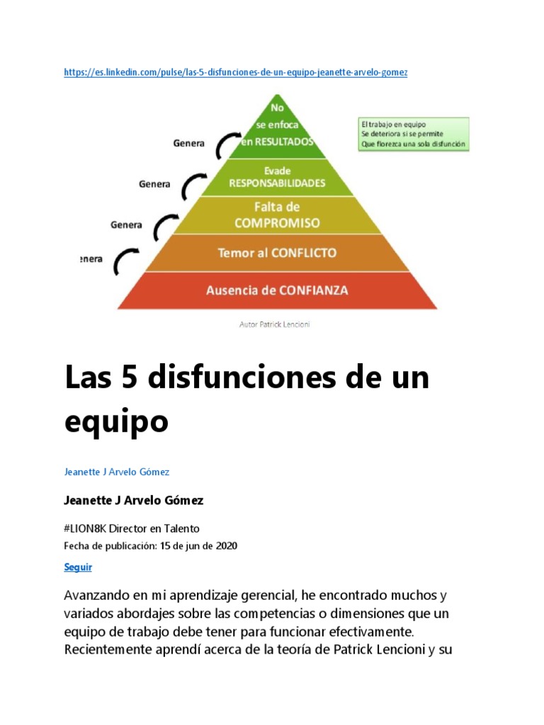 Las 5 Disfunciones de Un Equipo PDF | PDF