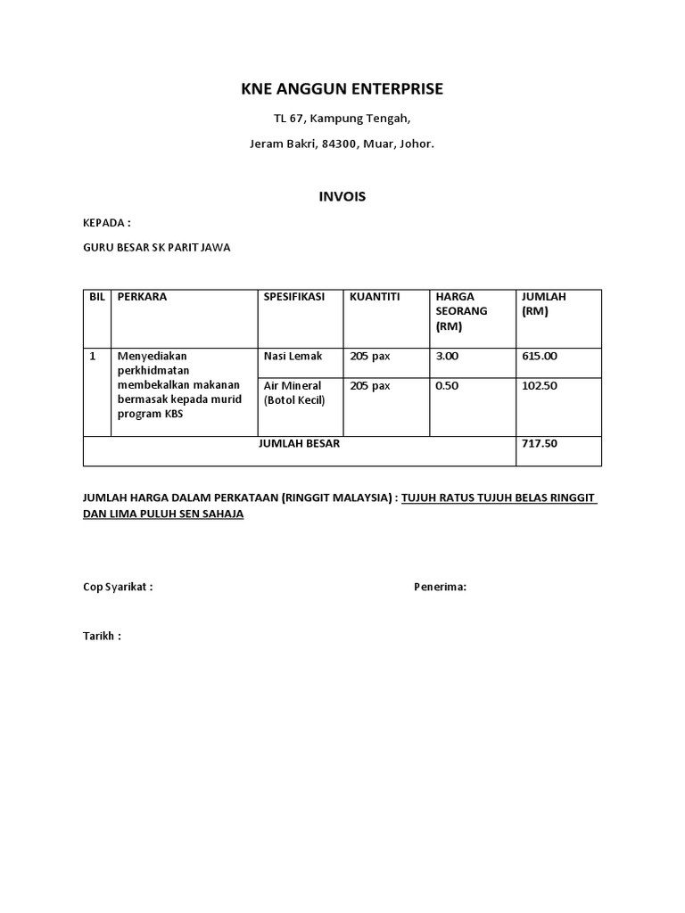 Invois Makan Murid | PDF