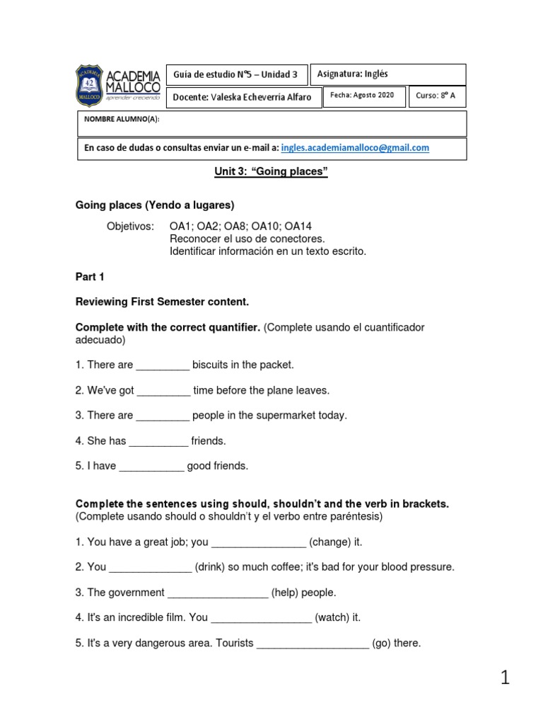 Guia 5 Ingles 8vo PDF | PDF
