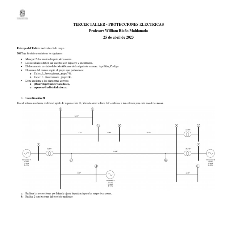 Tercer Taller - Protecciones Electricas | PDF